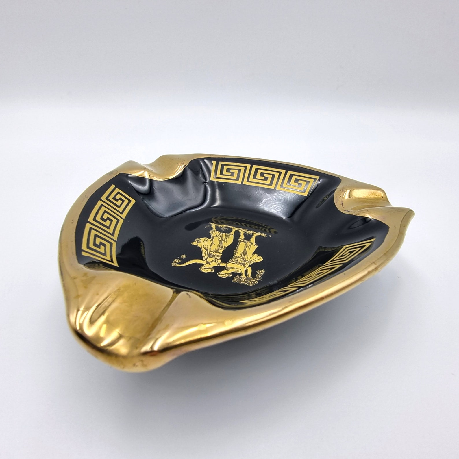 Vintage Ashtray in Black and 24K Gold Made in Greece, Home Decor Gifts ...