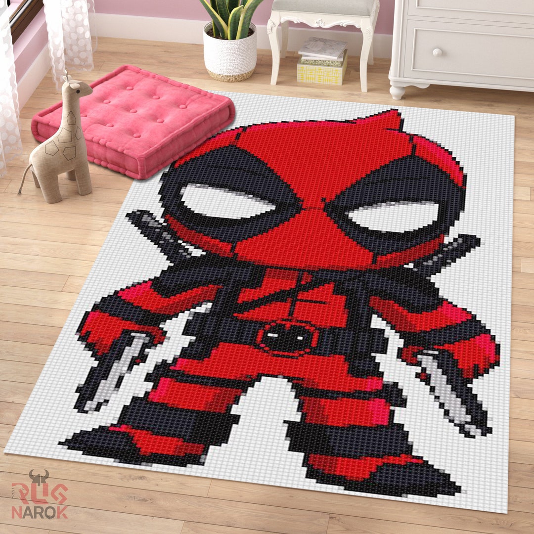 Pixel Art Rug, Baby Deadpool Rug, Super Hero Carpet, Kids Room Mat ...