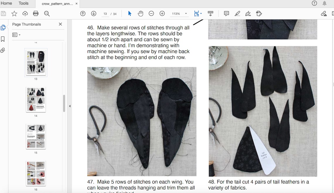 A Sewing Pattern PDF : Crow - Etsy