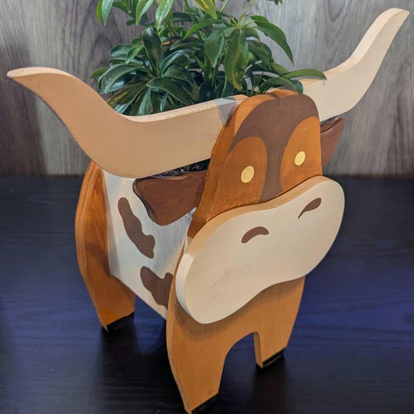 Wooden Cow Planter - Etsy