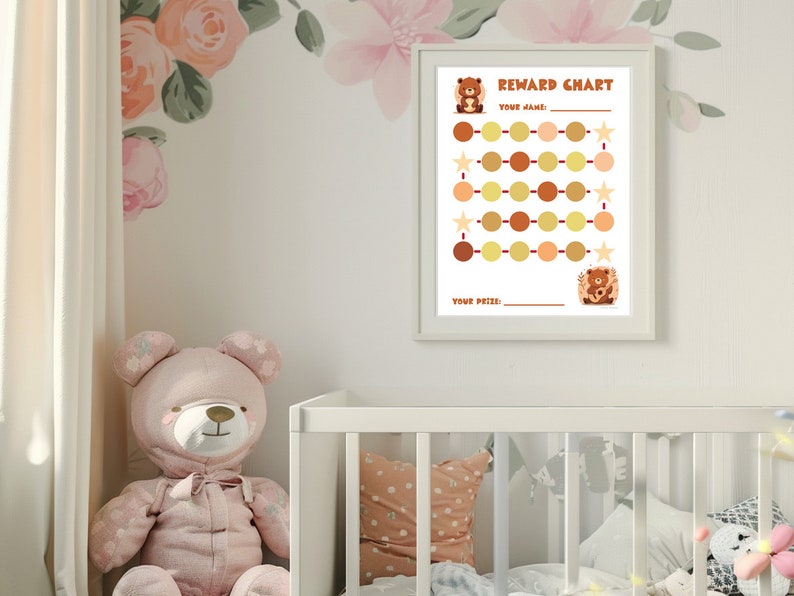 Printable Reward Chart for Kids Teddy Bear Poster for Chores Tracker ...