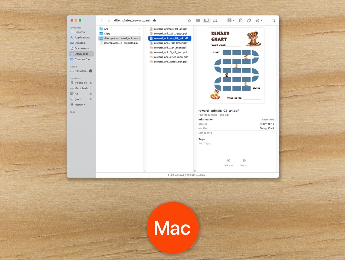 Printable Reward Chart for Kids Animal Poster for Chores Tracker ...
