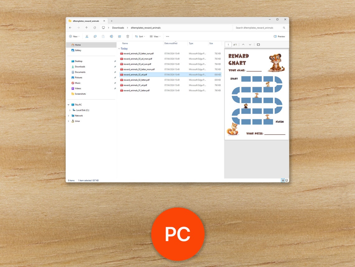 Printable Reward Chart for Kids Animal Poster for Chores Tracker ...