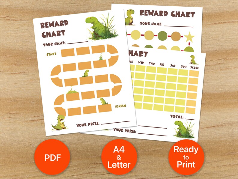 Printable Reward Chart for Kids Dinosaur Poster for Chores Tracker ...