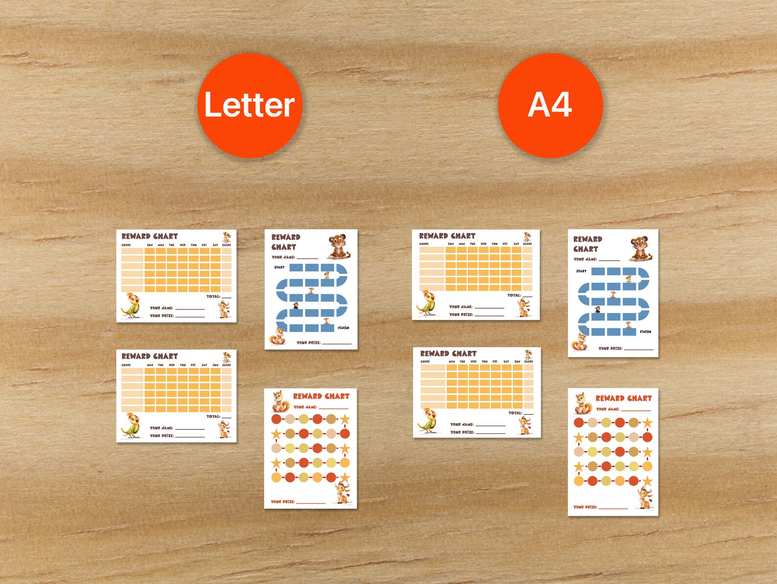 Printable Reward Chart for Kids Animal Poster for Chores Tracker ...