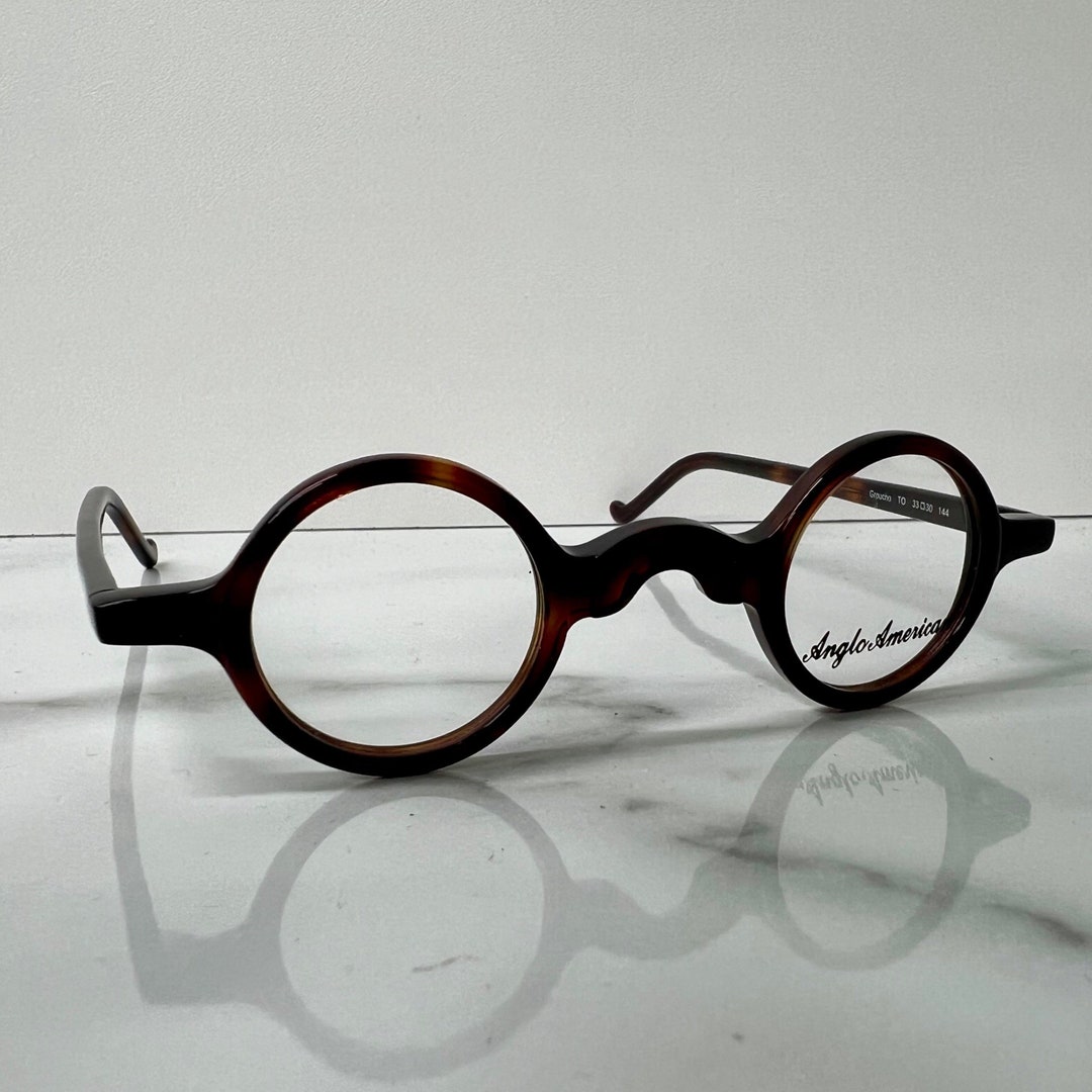Anglo American Groucho Dark Brown Tortoise Shell Optical Small Round ...
