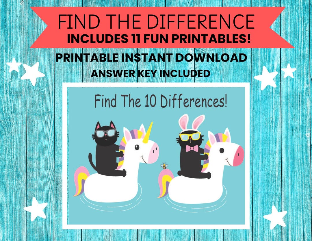 Find the Difference Printable for Kids, Spot the Difference Worksheets ...