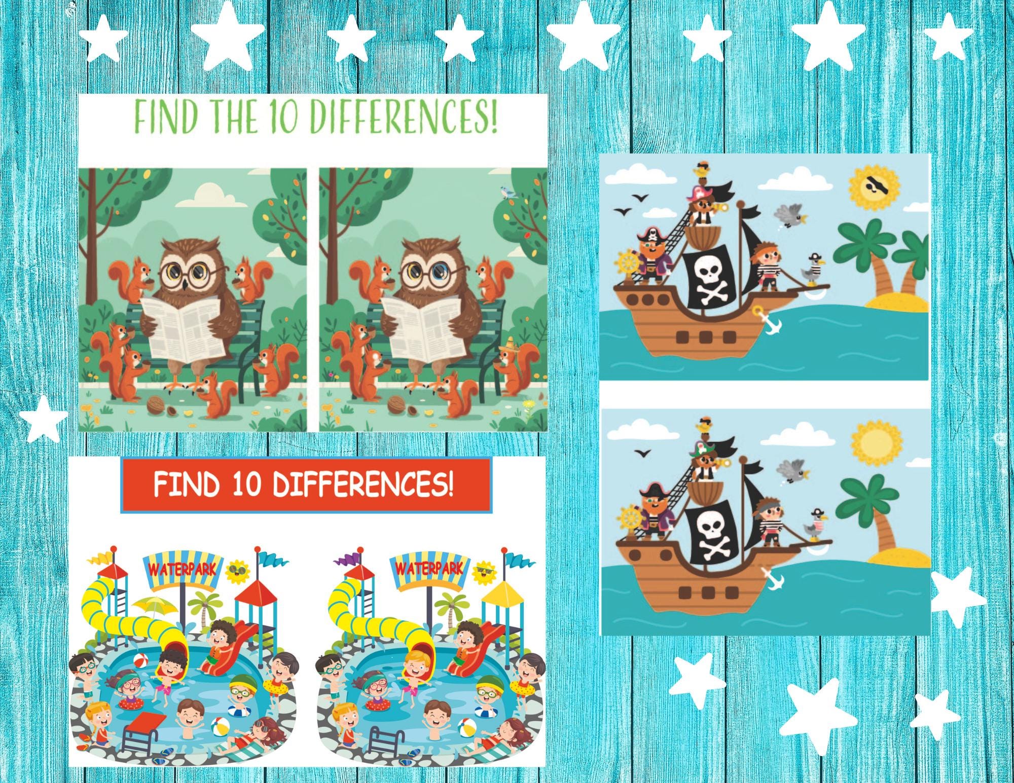 Find the Difference Printable for Kids, Spot the Difference Worksheets ...