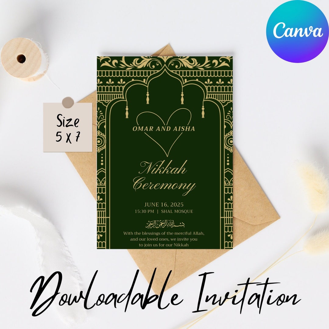 Nikkah Wedding Invitation, Nikkah Invite, Downloadable Invite, Nikkah ...
