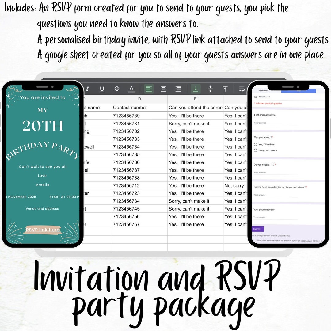 Birthday Rsvp Package, Birthday Invite, Online RSVP Page, RSVP Tracking ...