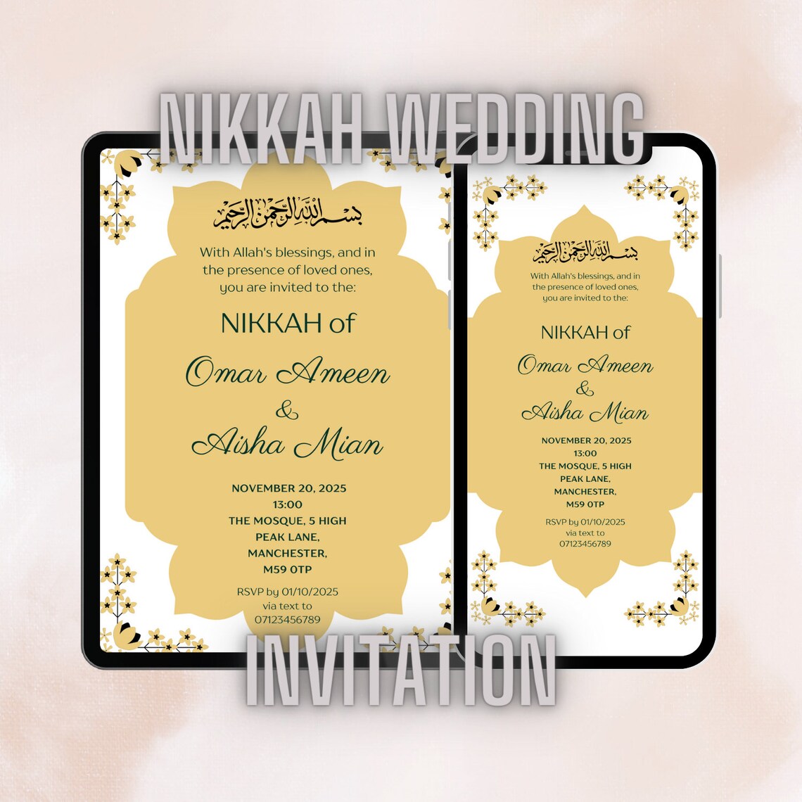 Nikkah Wedding Invitation, Nikkah Invite, Downloadable Invite, Nikkah ...
