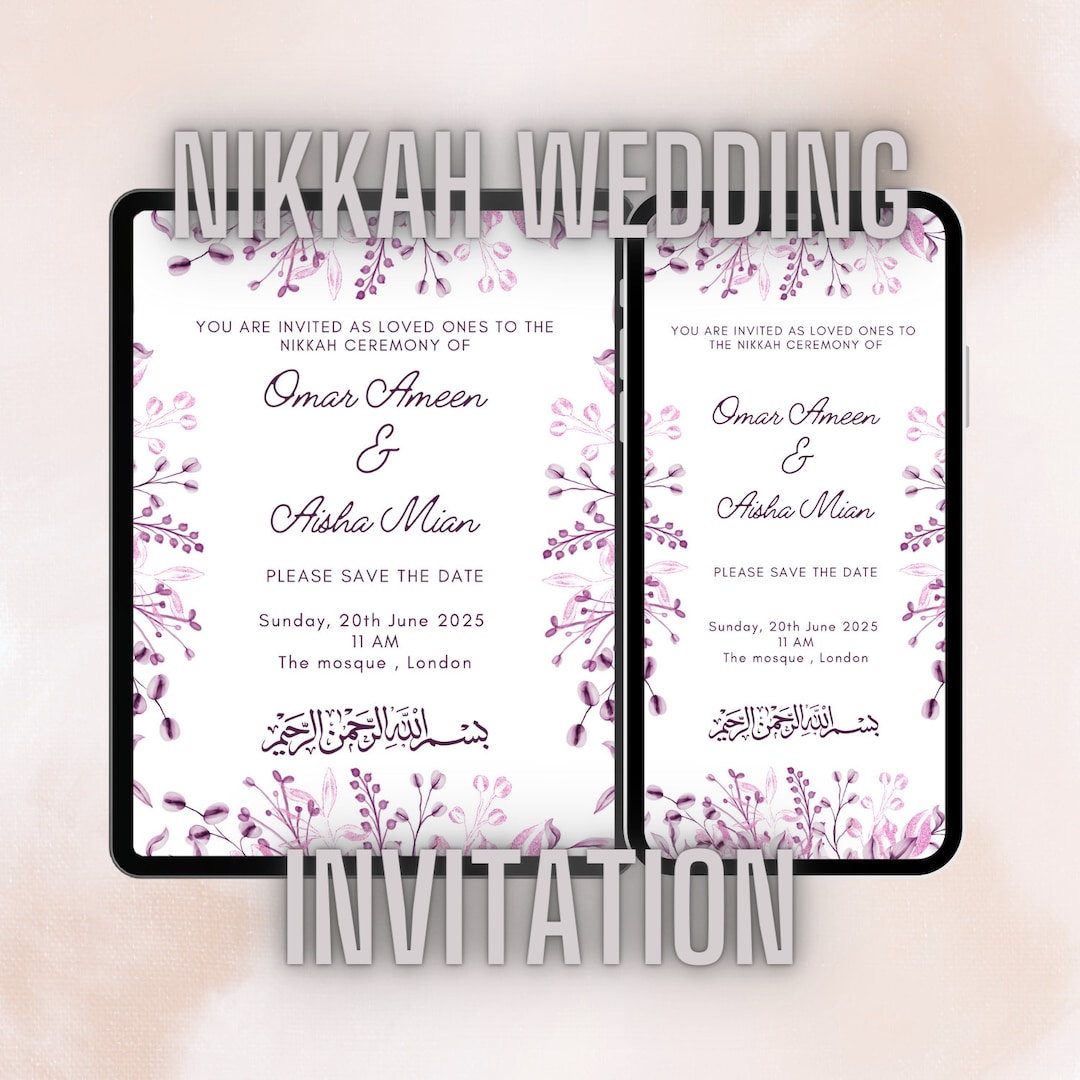 Nikkah Wedding Invitation, Nikkah Invite, Downloadable Invite, Nikkah ...