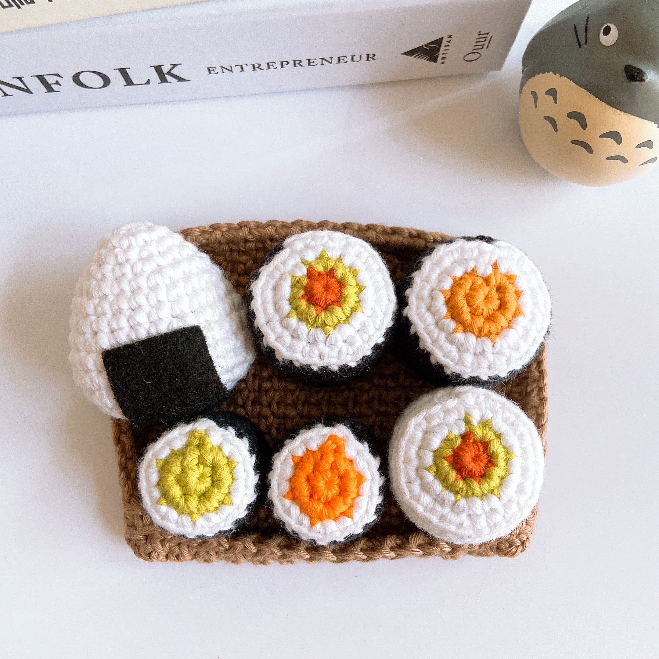 Onigiri and Maki Sushi Crochet Set, Crochet Amigurumi Sushi Platter ...