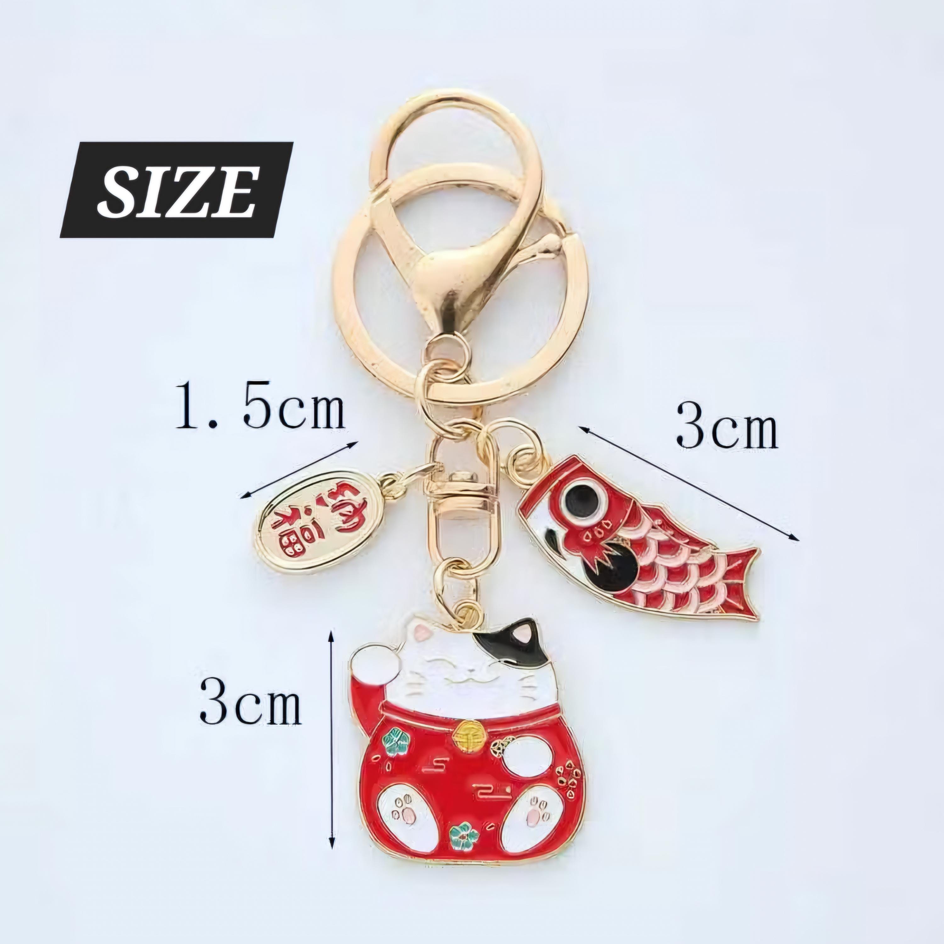 SET OF 2 Japanese Neko Lucky Cat Keychains, Japanese Good Luck Charm ...