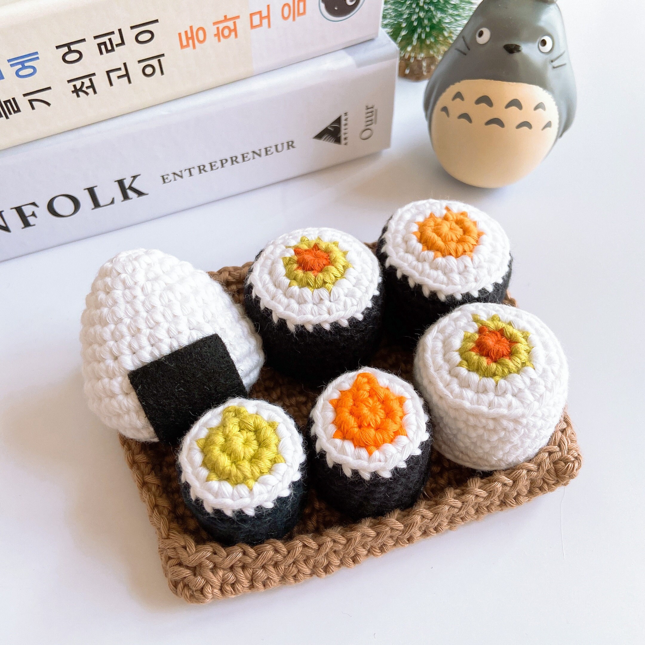 Onigiri and Maki Sushi Crochet Set, Crochet Amigurumi Sushi Platter ...