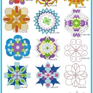 Medallion Style Machine Embroidery Designs for Quilt Blocks 4 X 4 Hoop ...