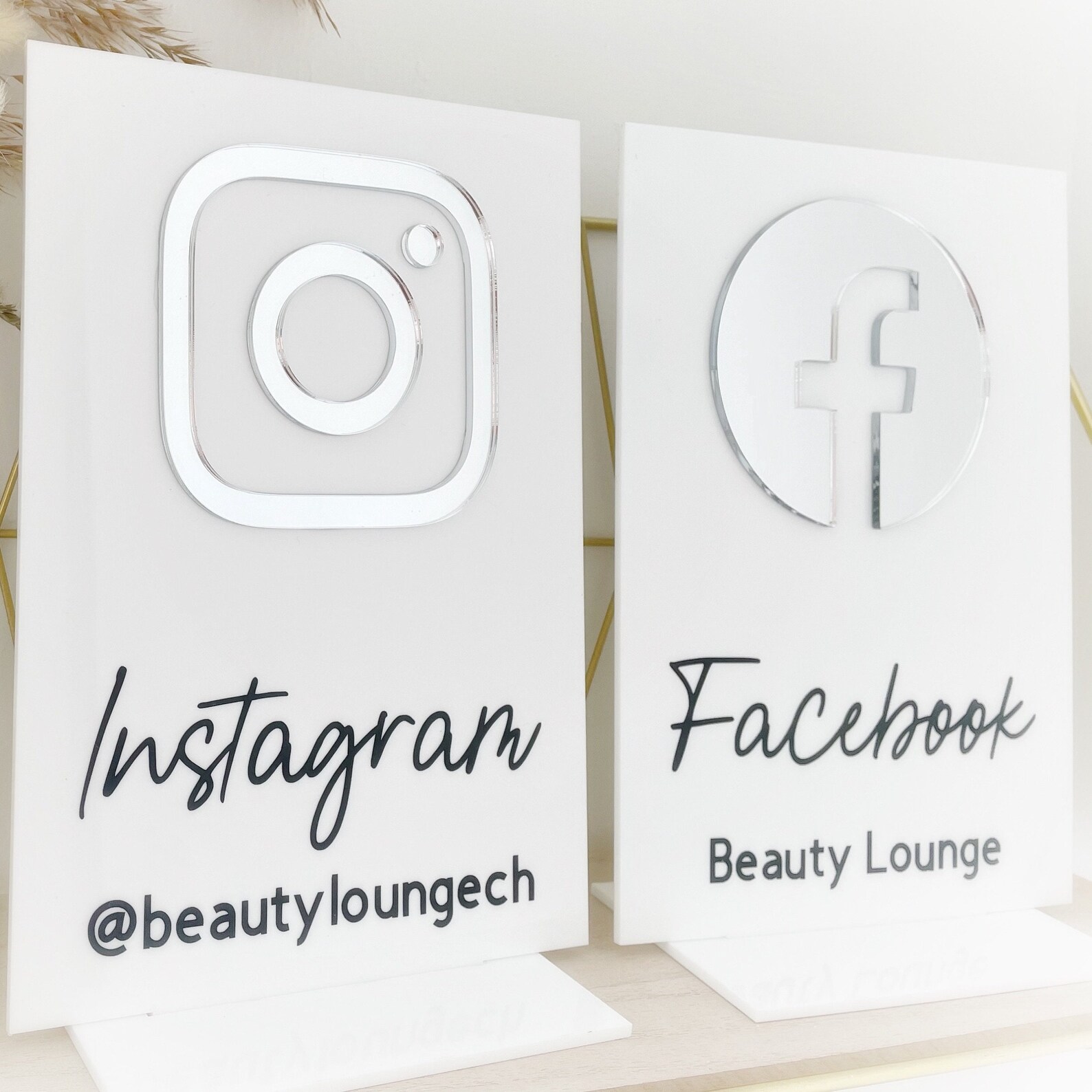 Acrylic Social Media Sign: A5 Size, Mirror 3D Logo. Black or White - Etsy