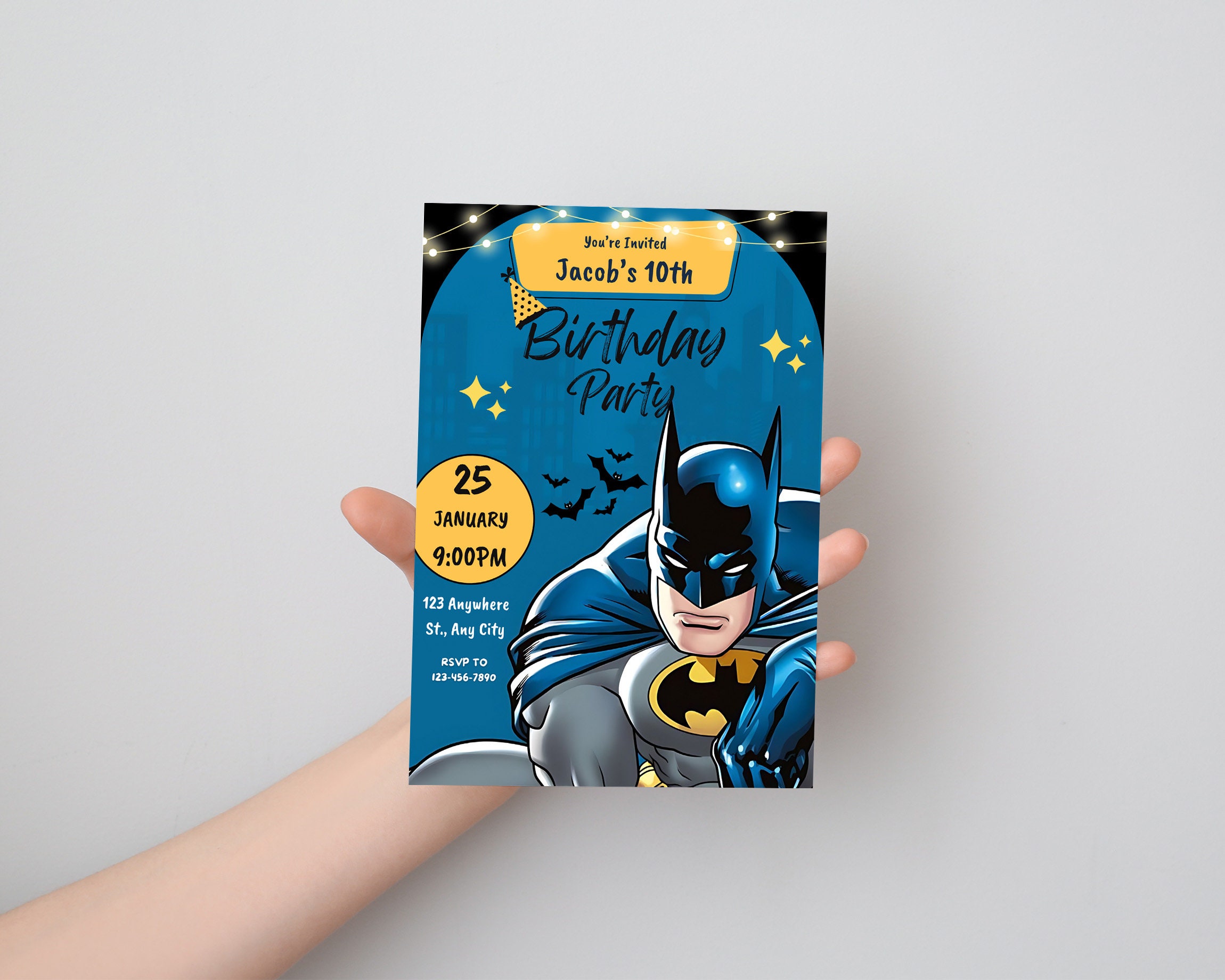 Editable Bat Birthday Invitation Digital,printable Bat Boy Birthday ...