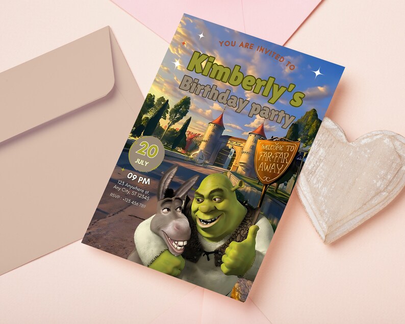 Editable Shrek Birthday Party Invitation Template, Digital Mobile ...