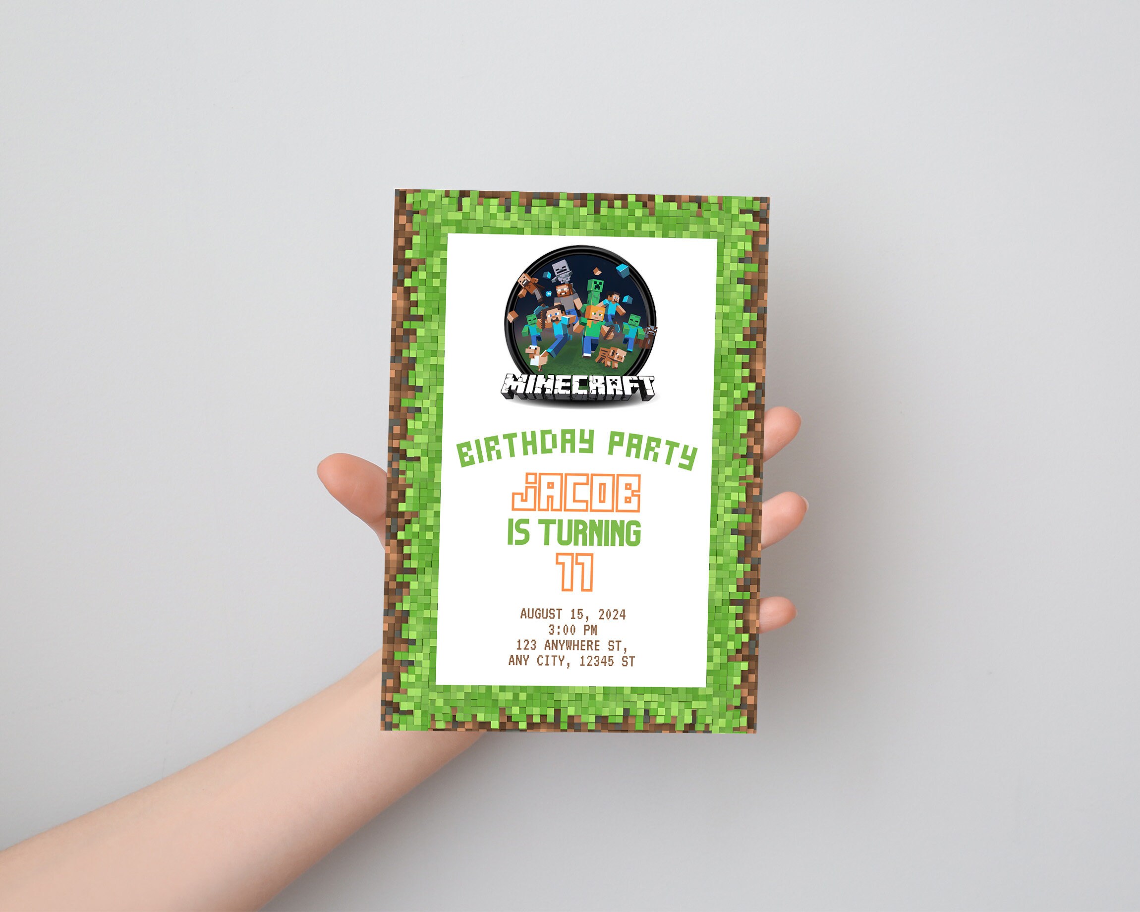 Editable Minecraft Birthday Invitation,minecrafter Birthday Invitations ...