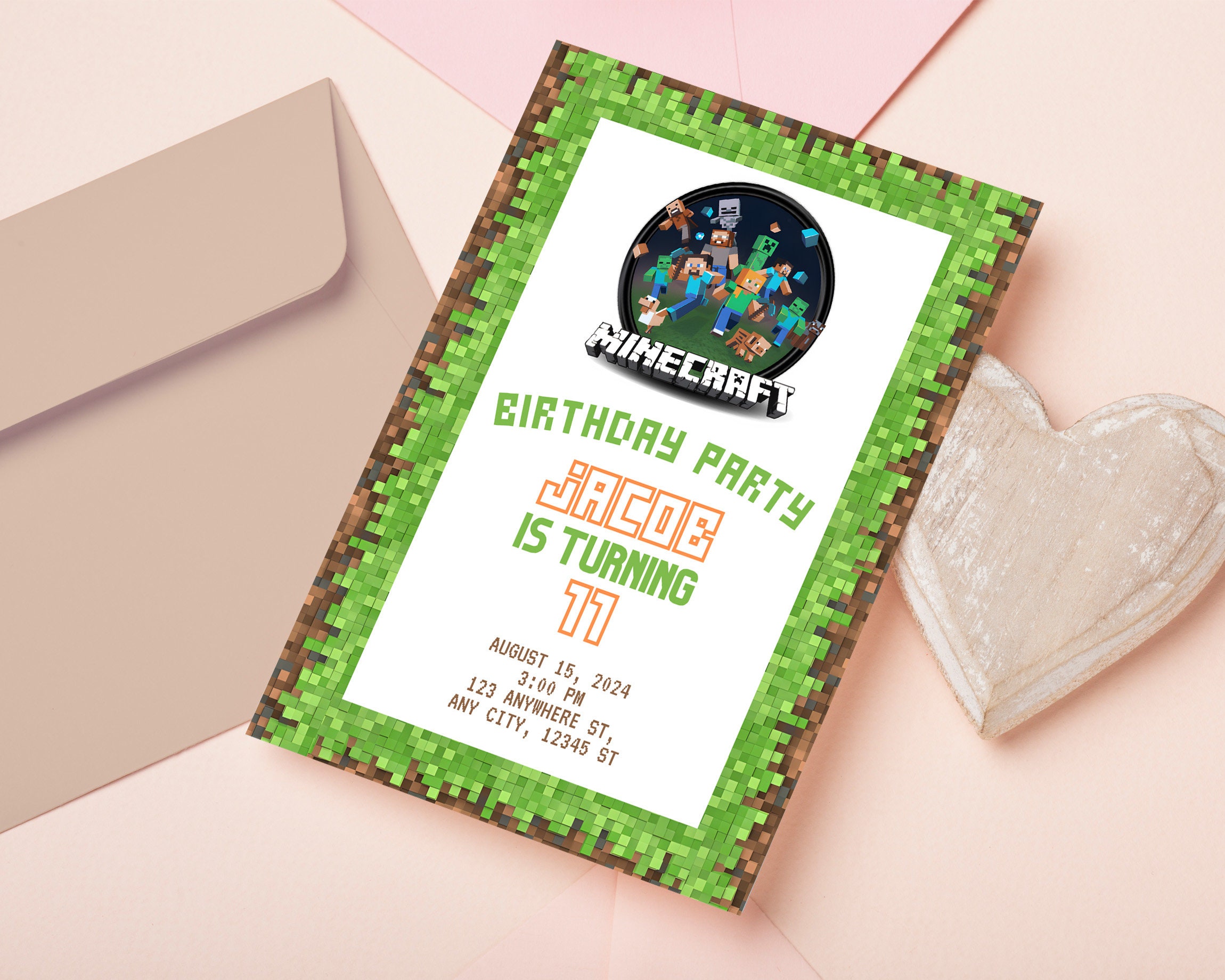 Editable Minecraft Birthday Invitation,minecrafter Birthday Invitations ...