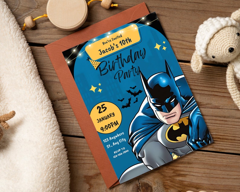 Editable Bat Birthday Invitation Digital,printable Bat Boy Birthday ...