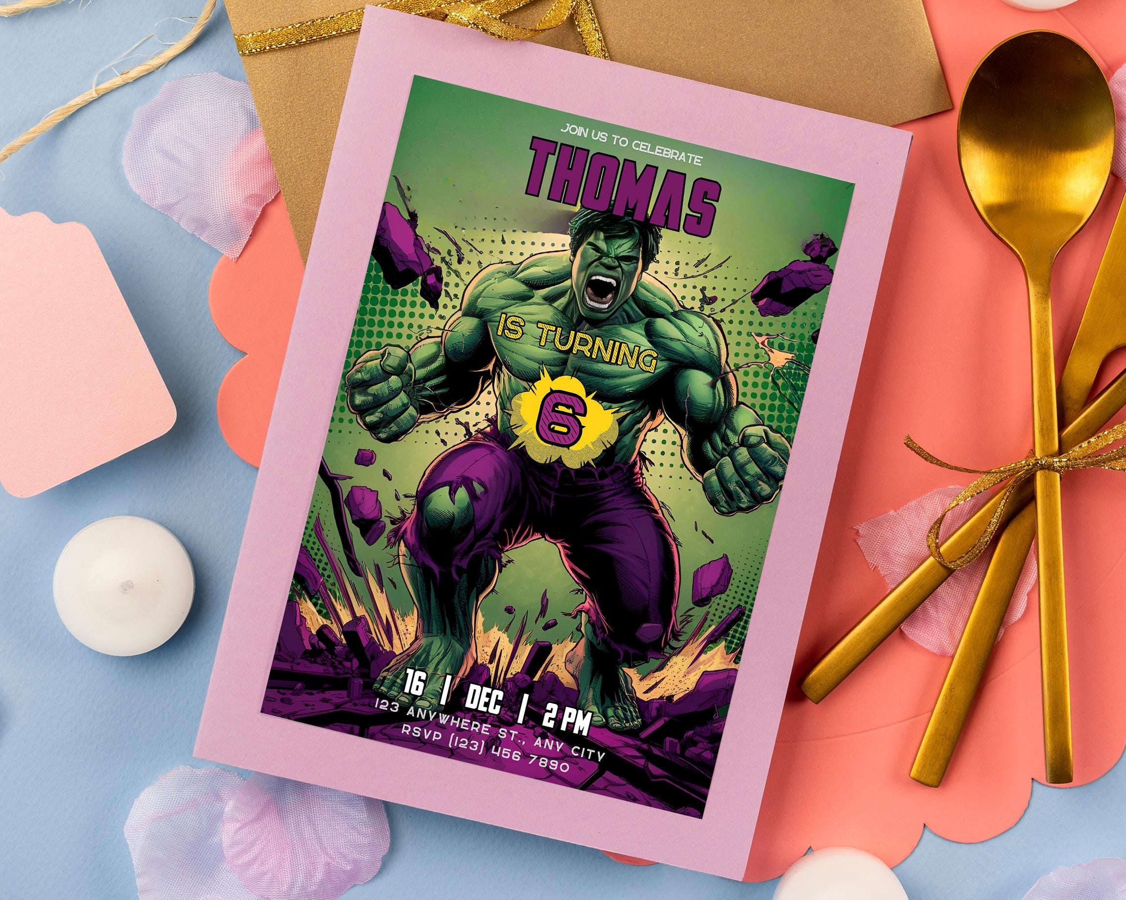 Editable Hulk Birthday Invitation,super Heroes Birthday Invitation,the ...
