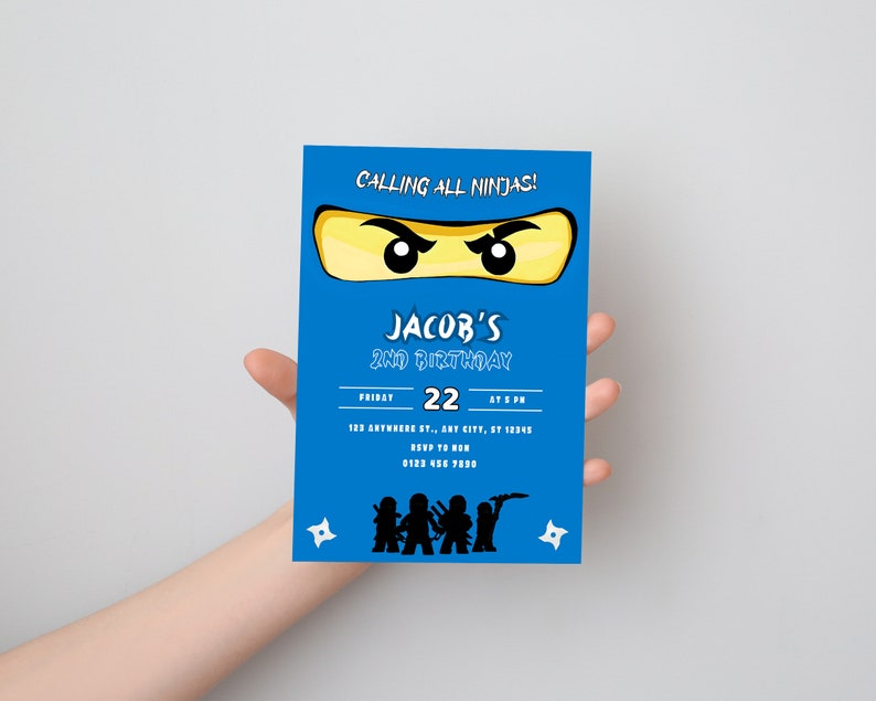 Editable Blue Ninja Go Invitation,digital Blue Ninja Birthday Party ...