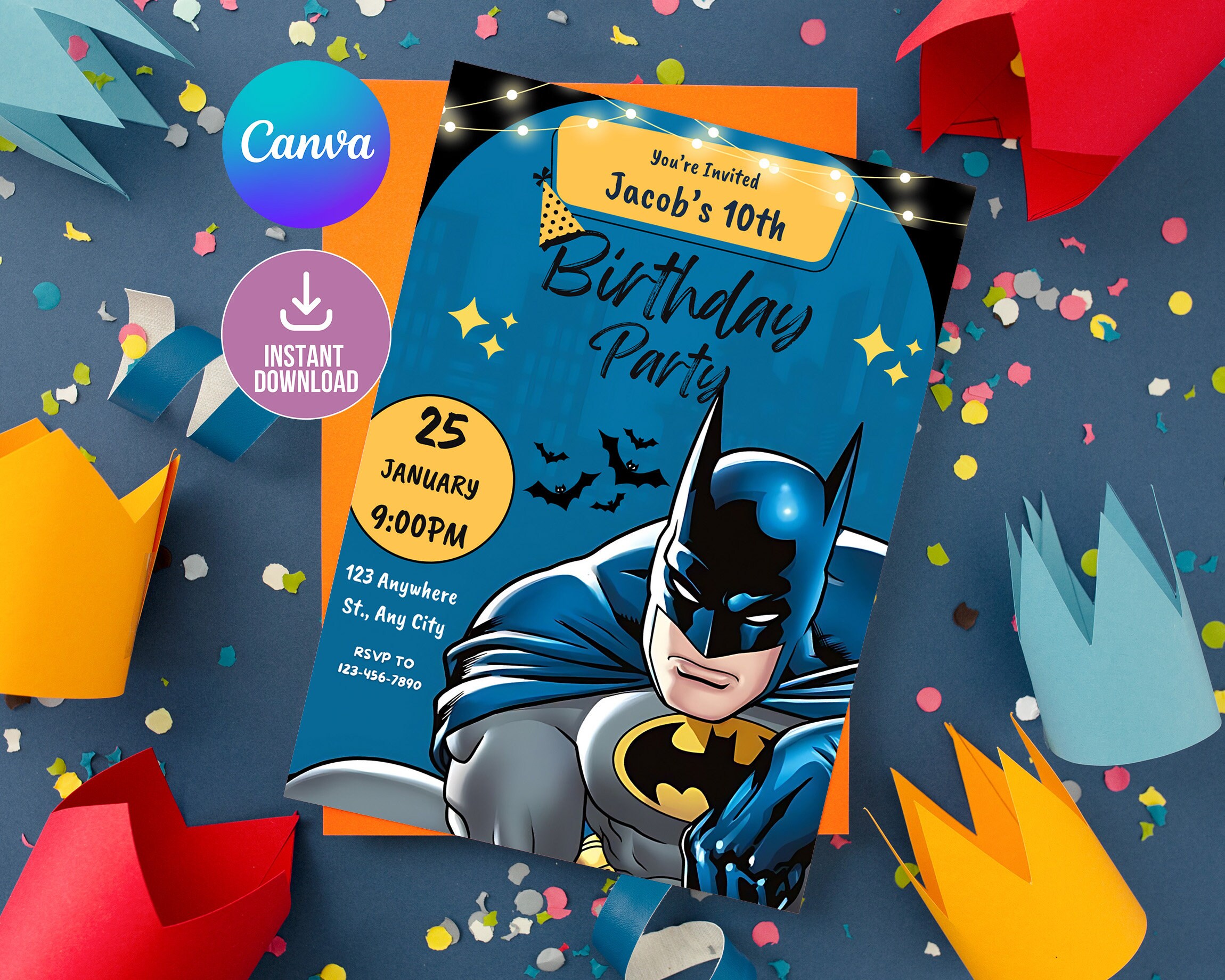 Editable Bat Birthday Invitation Digital,printable Bat Boy Birthday ...
