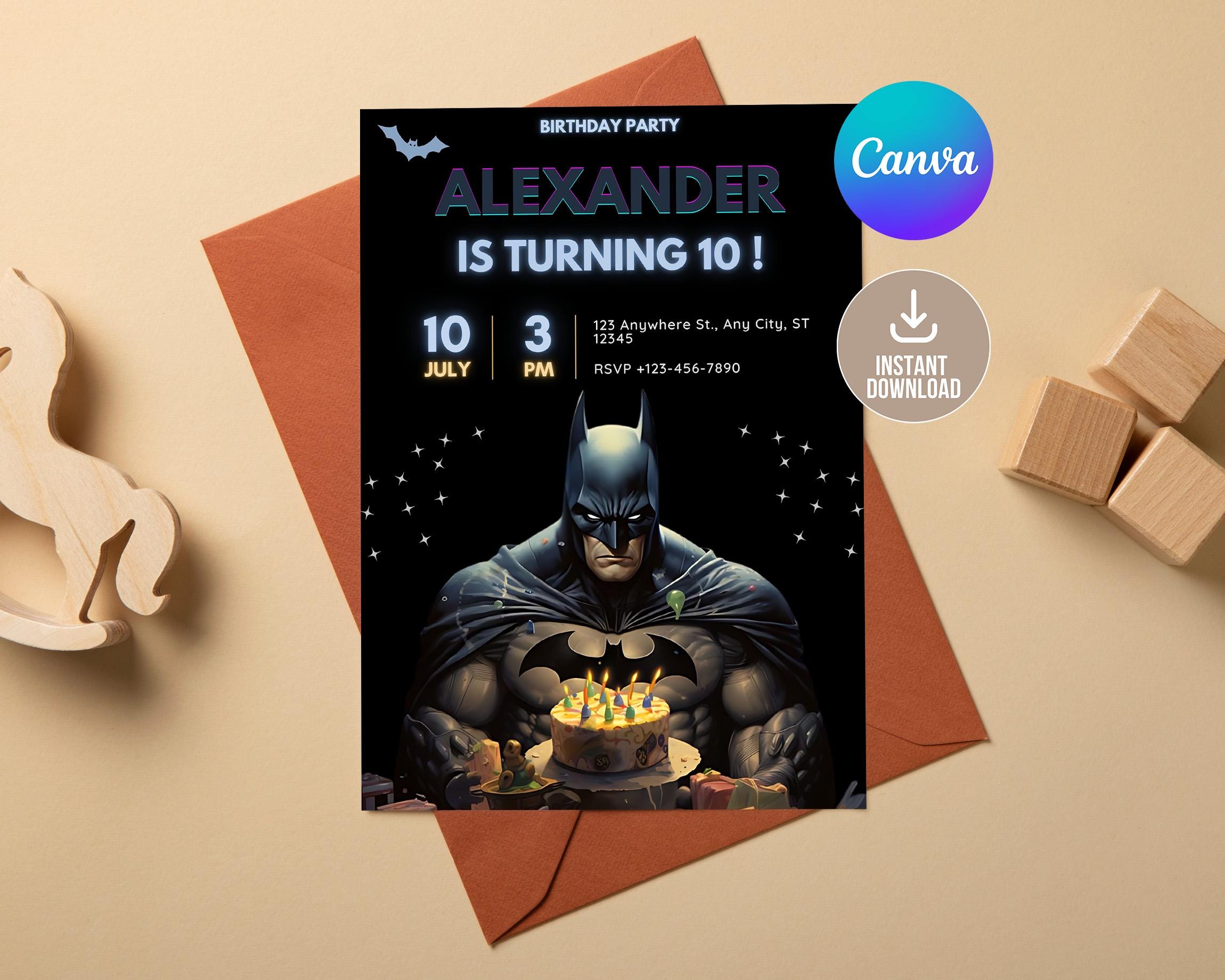 Editable Bat Superhero Invitation Digital,printable Bat Guy Birthday ...