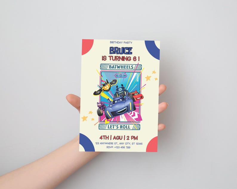 Editable Bat Cars Invitation Template, Editable Superhero Birthday ...