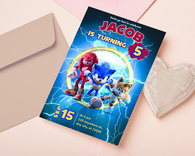 Editable Sonic Birthday Invitation, Awesome Sonic Party Invite, Sonic ...