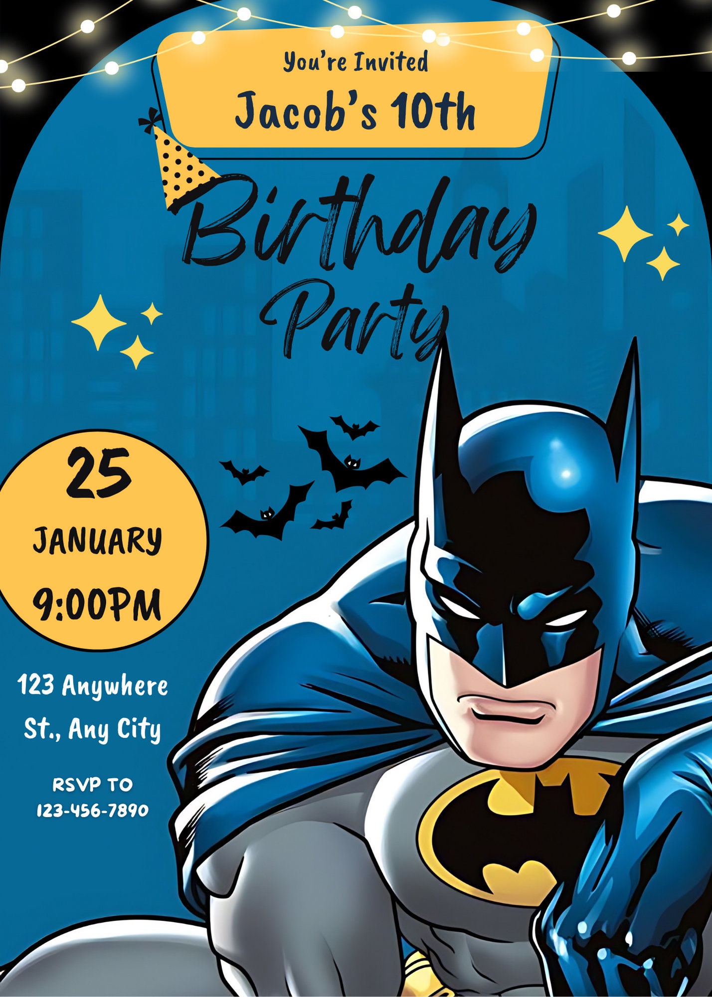 Editable Bat Birthday Invitation Digital,printable Bat Boy Birthday ...