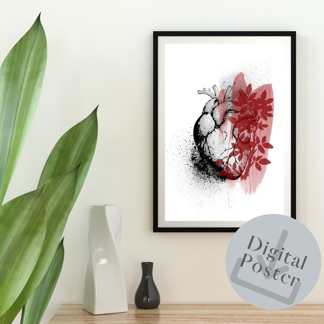 Naturopathy Digital Poster, Red Heart Hawthorn Poster, Naturopathy ...