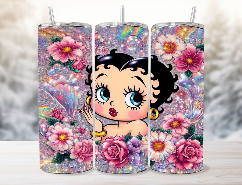Betty Tumbler Wrap, 20oz Skinny Tumbler Wrap Png Sublimation, Cartoon ...