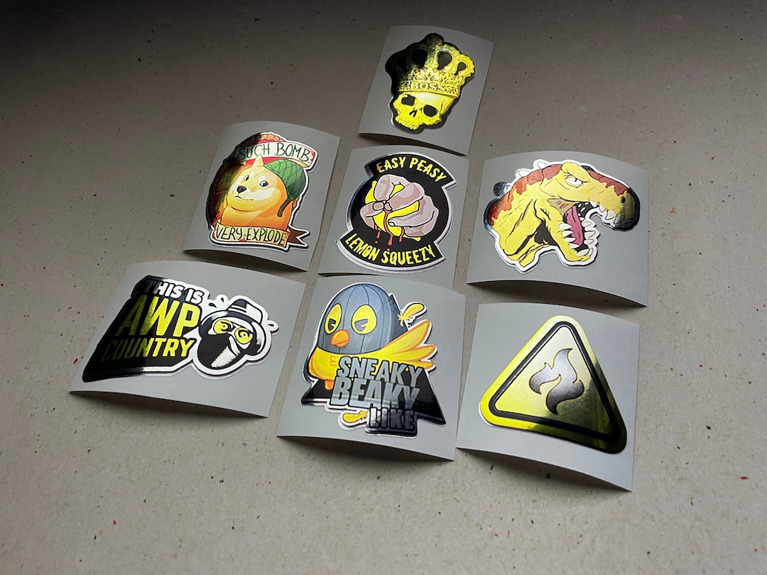 Yellow Set - X7 CSGO Stickers in Real Life Counter Strike 2 - Global ...