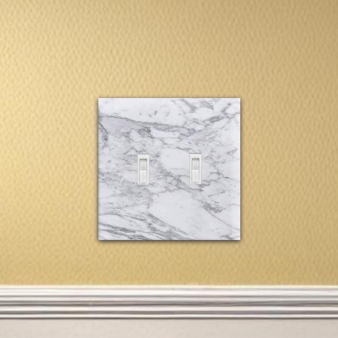 White Marble Design Wall Switch Plate Outlet Cover Rocker Plate Light ...