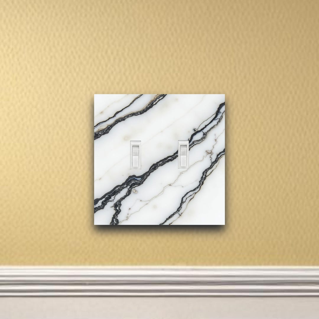White Marble Bold Light Switch Plate Outlet Covers Electric Switch ...