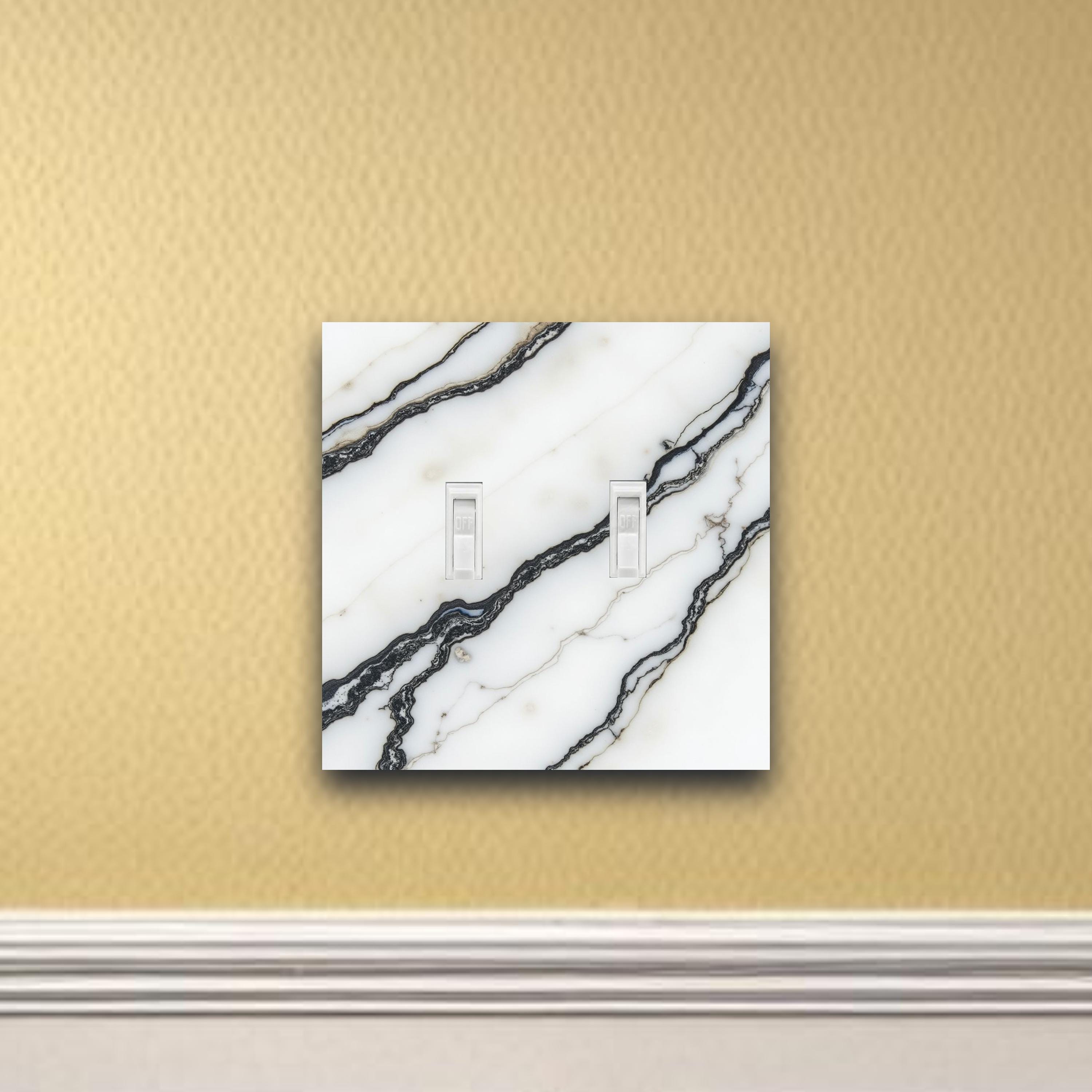 White Marble Bold Light Switch Plate Outlet Covers Electric Switch ...
