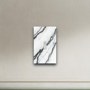 White Marble Bold Light Switch Plate Outlet Covers Electric Switch ...