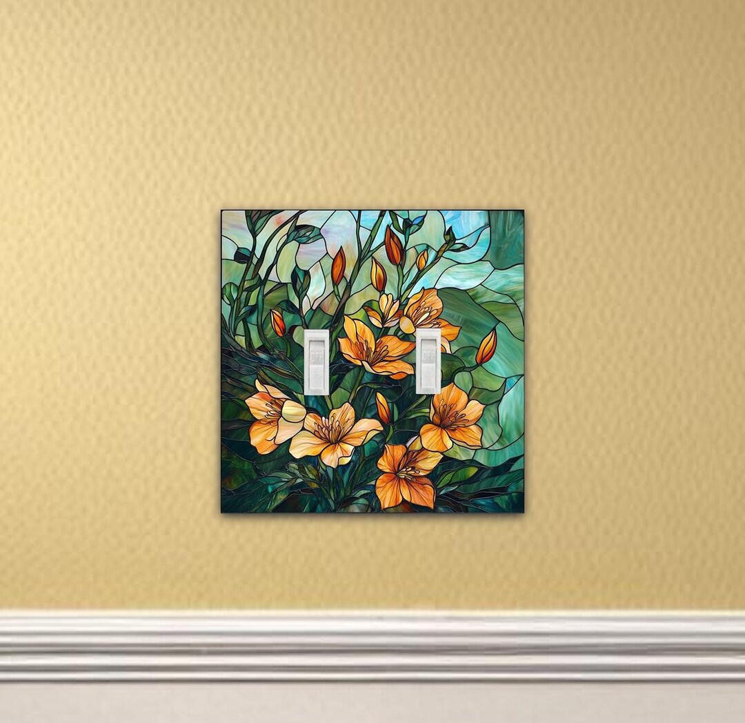 Orange Bloom Light Switch Plate Rocker Cover Outlet Blank Housewarming ...