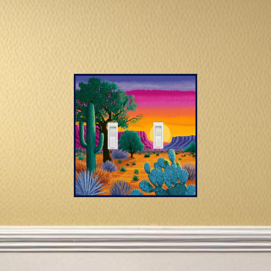 Southwestern Sunset Cactus Light Switch Plate Rocker Cover Outlet Blank ...