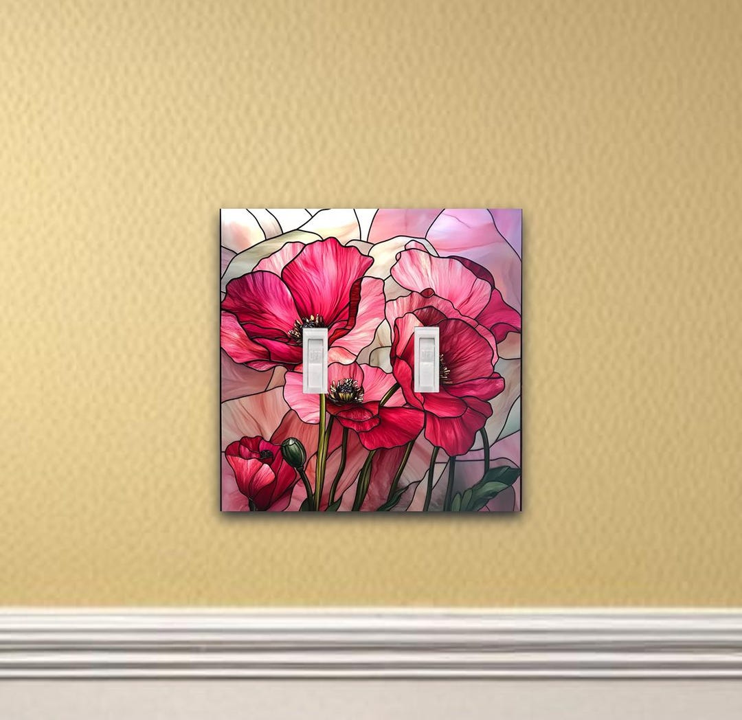 Stained Glass Inspired Poppy Switch Plate Light Switch Plate Wall ...