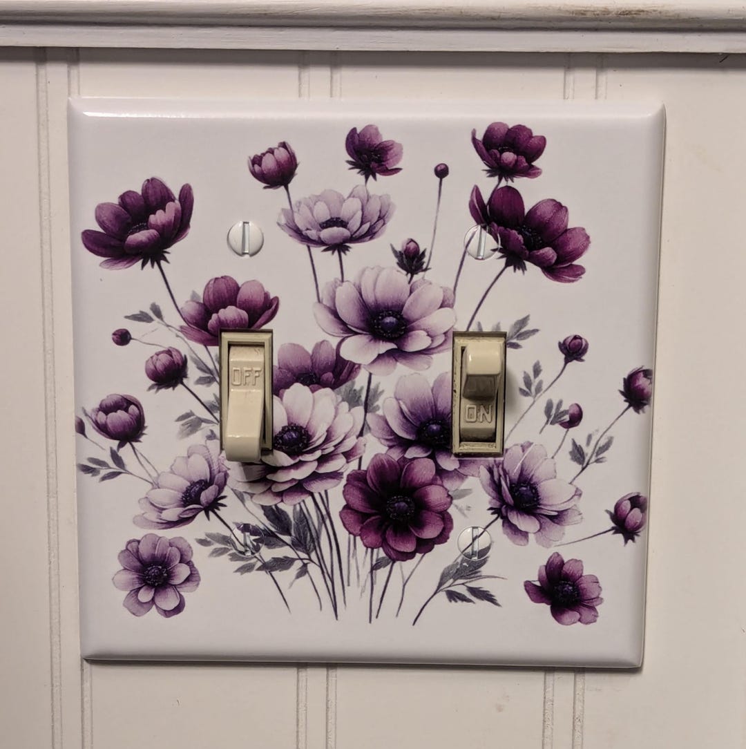 Purple Flower Wall Plate Covers. Great Gift for Any Occasion, or to ...