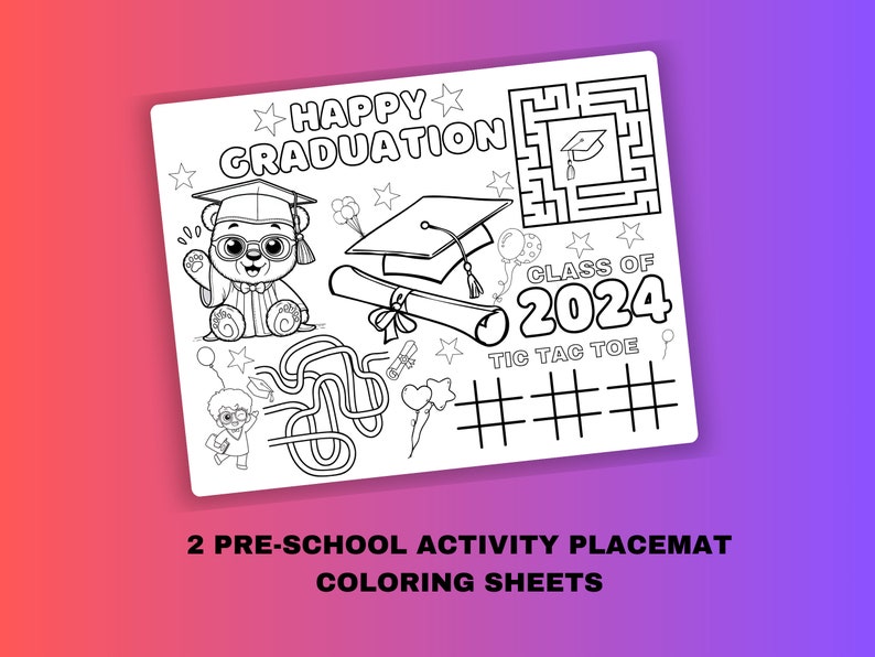 Graduation Activity Sheet, Graduation Placemat, Activity Sheet ...