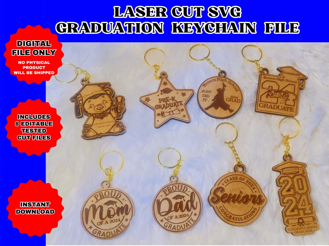 GRADUATION Keychain Svg, Laser Cut Svg, GRAD Keychain Laser File, Laser ...