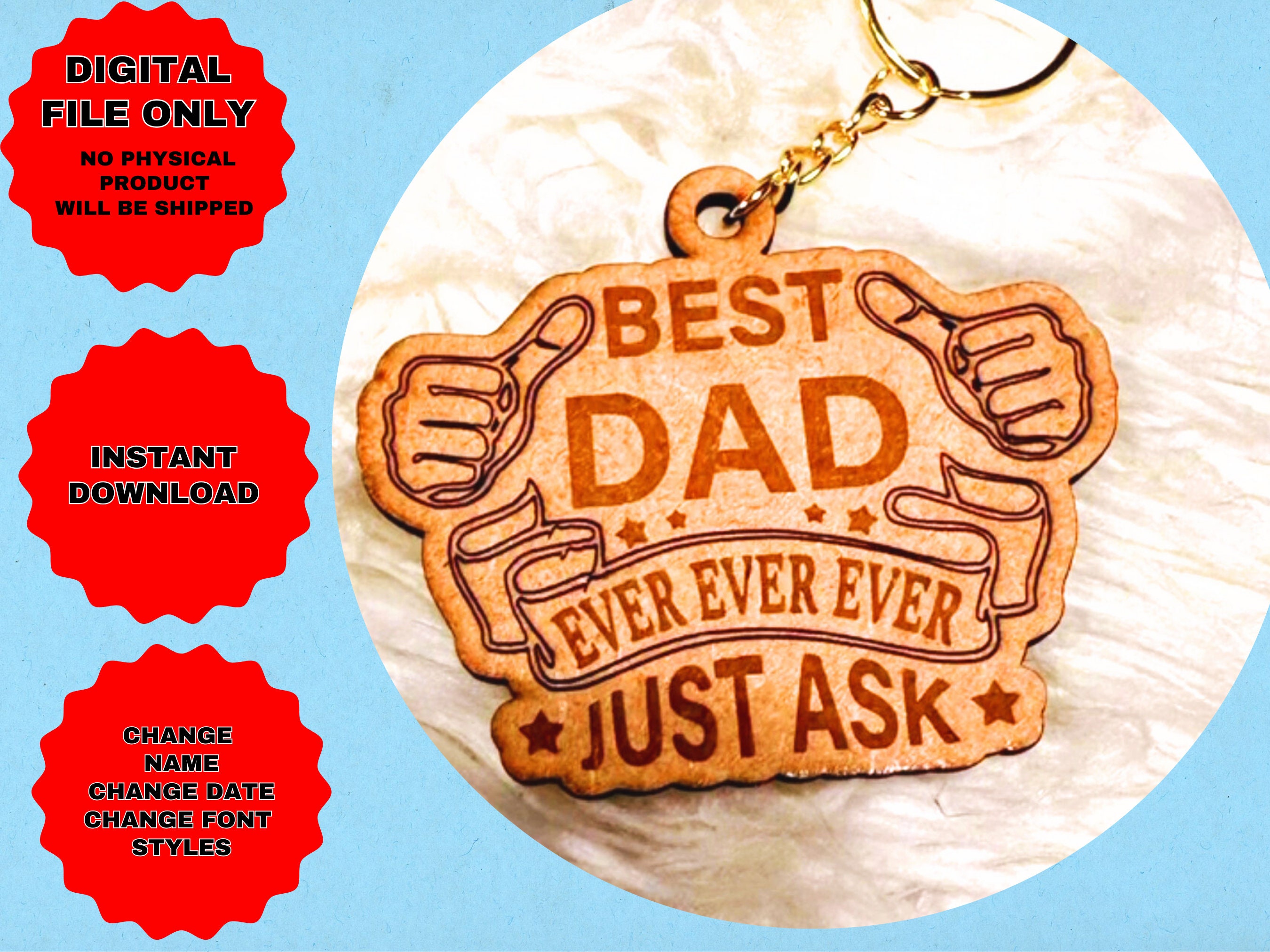 FATHER'S DAY Keychain Svg, Laser Cut Svg, Dad Keychain Laser Cut File ...