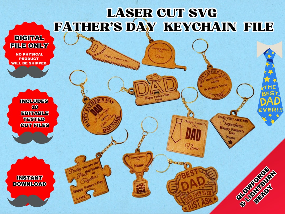 FATHER'S DAY Keychain Svg, Laser Cut Svg, Dad Keychain Laser Cut File ...