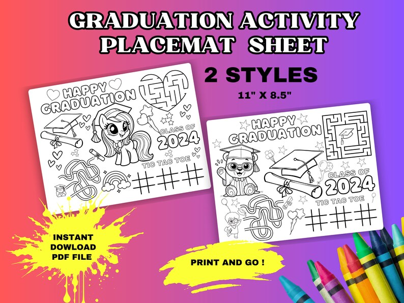 Graduation Activity Sheet, Graduation Placemat, Activity Sheet ...