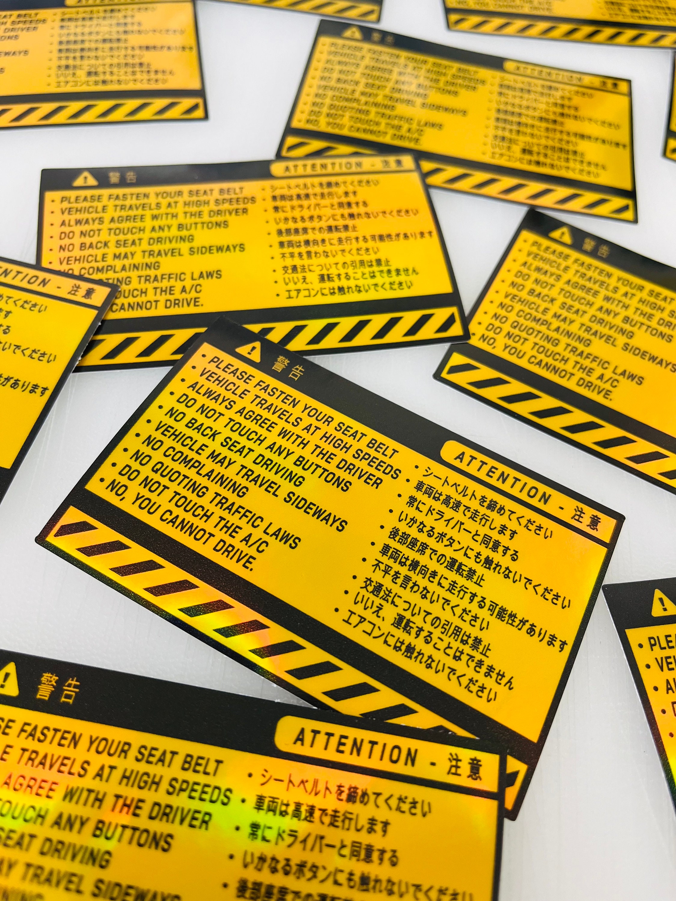 Holographic Warning JDM Sticker JDM Car Sticker Vinyl Decal Car Sticker ...